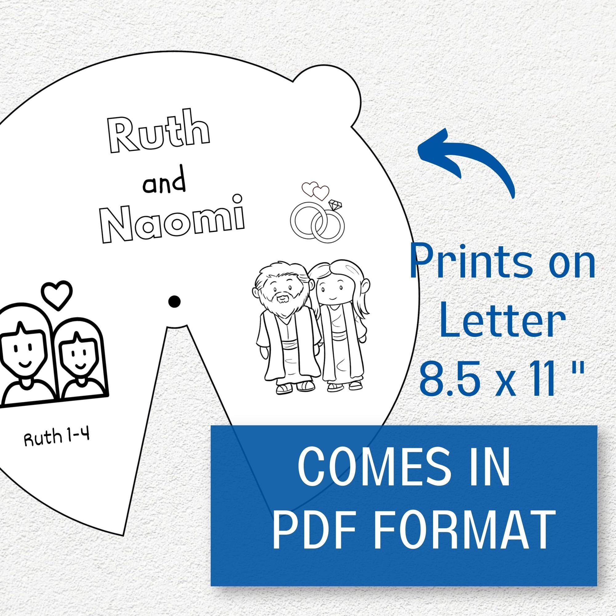 Ruth and Naomi Coloring Wheel, Printable Sunday School Lesson, Kids ...