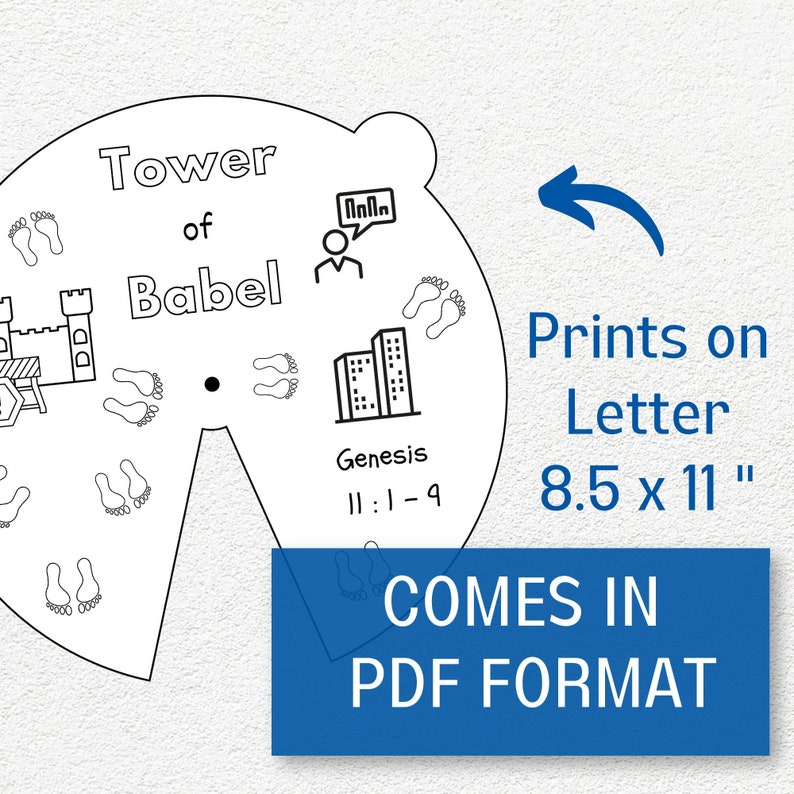 Tower of Babel Coloring Wheel, Printable Sunday School Lesson, Tower of ...