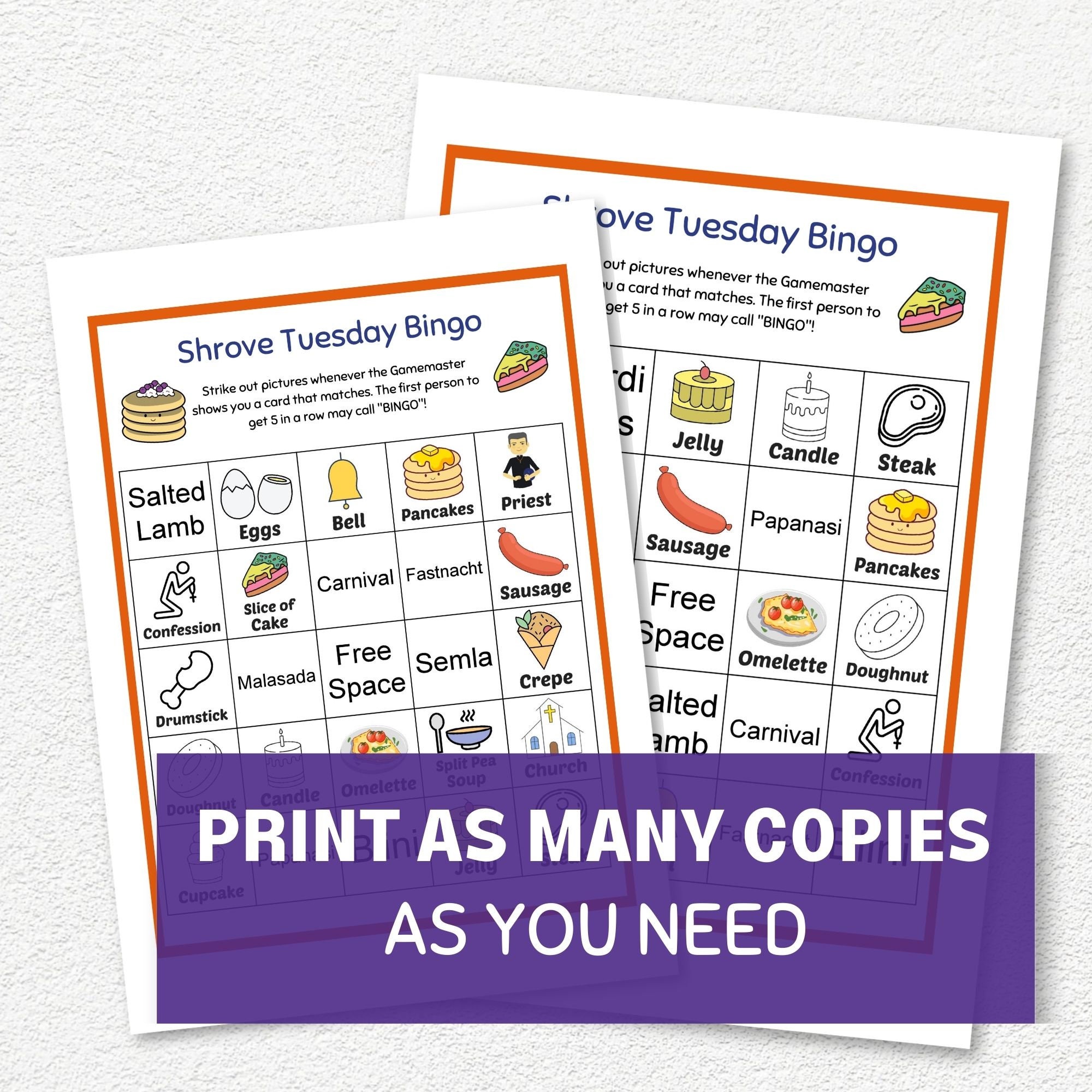 Shrove Tuesday Bingo, 50 Printable Bingo Cards, Pancake Day Activities ...