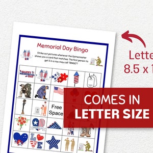 Memorial Day Bingo Cards, 50 Printable PDF Bingo Cards for Memorial Day ...