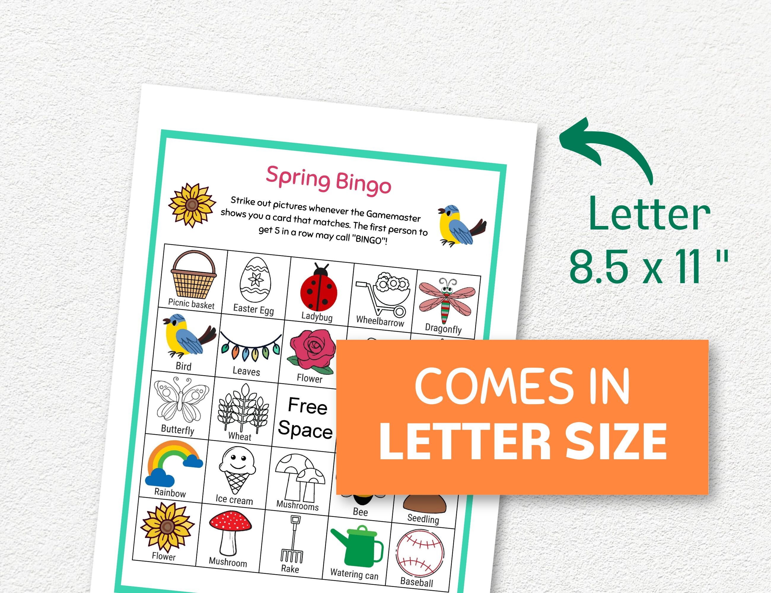 Spring Bingo Cards Printable, Seasonal Bingo 100 Cards, Spring ...
