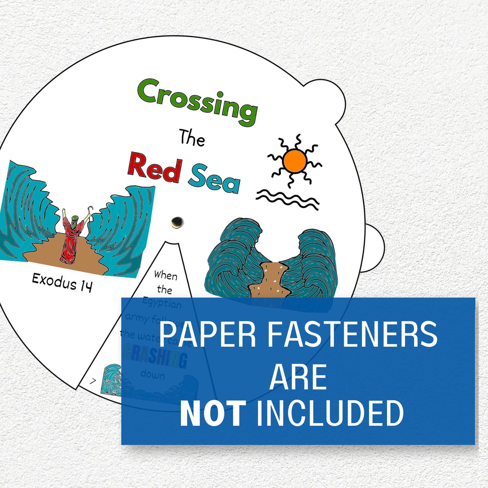 Crossing the Red Sea Coloring Wheel, Printable Sunday School Craft ...