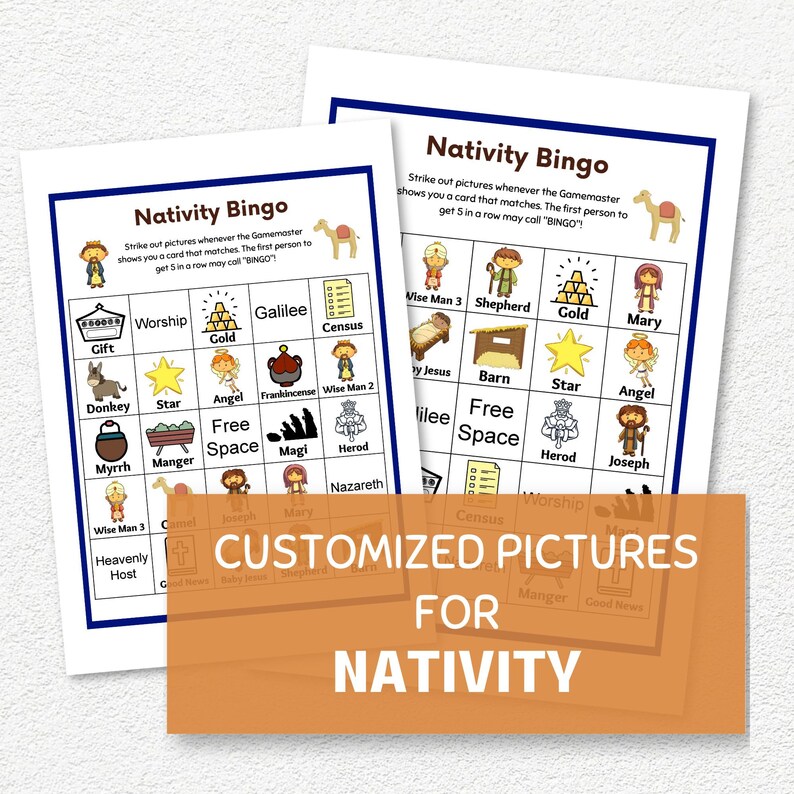 Nativity Bingo Cards Printable, 50 Holiday Bingo Cards PDF, Christmas ...