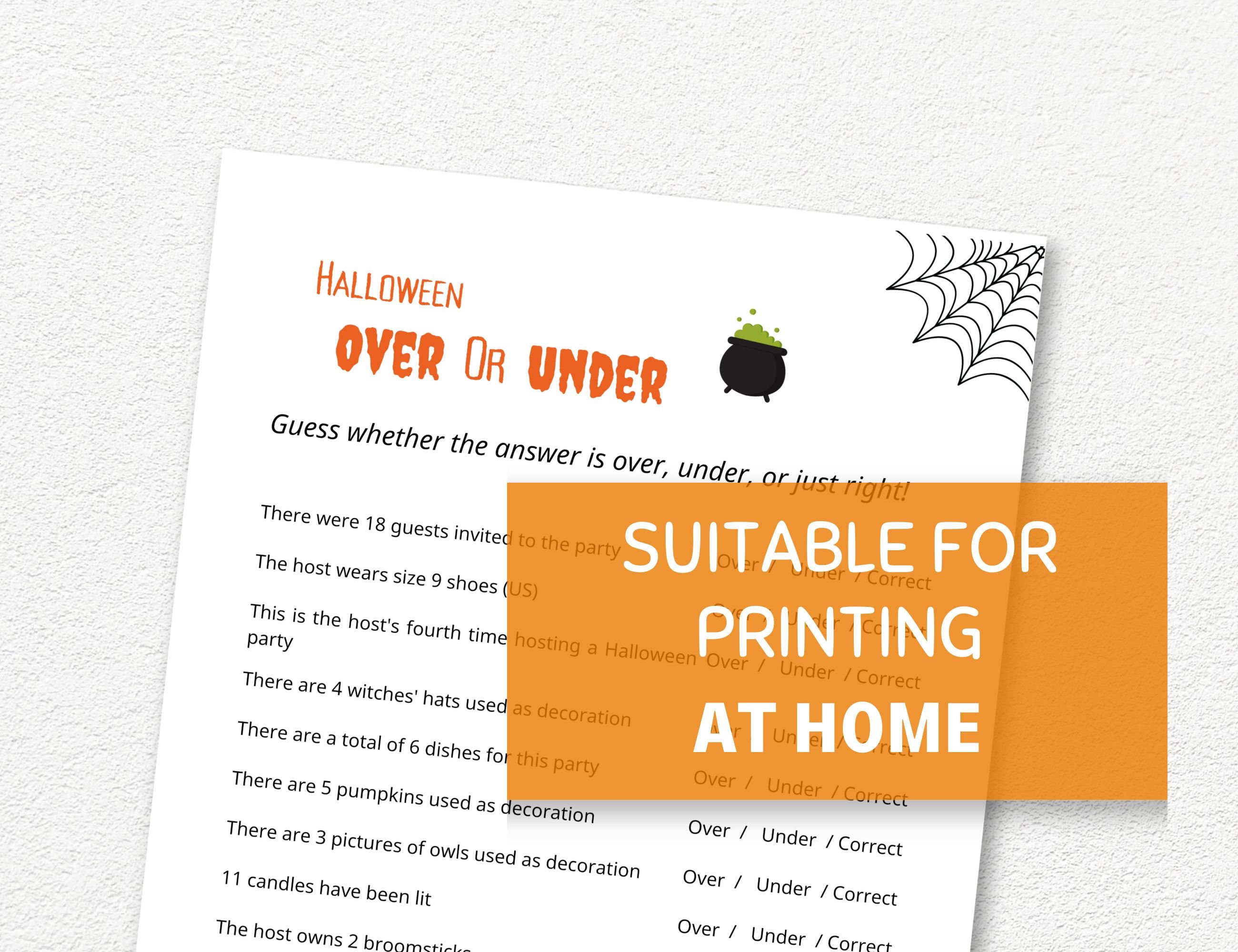 Halloween Over or Under Game Printable, Guess How Many Halloween ...