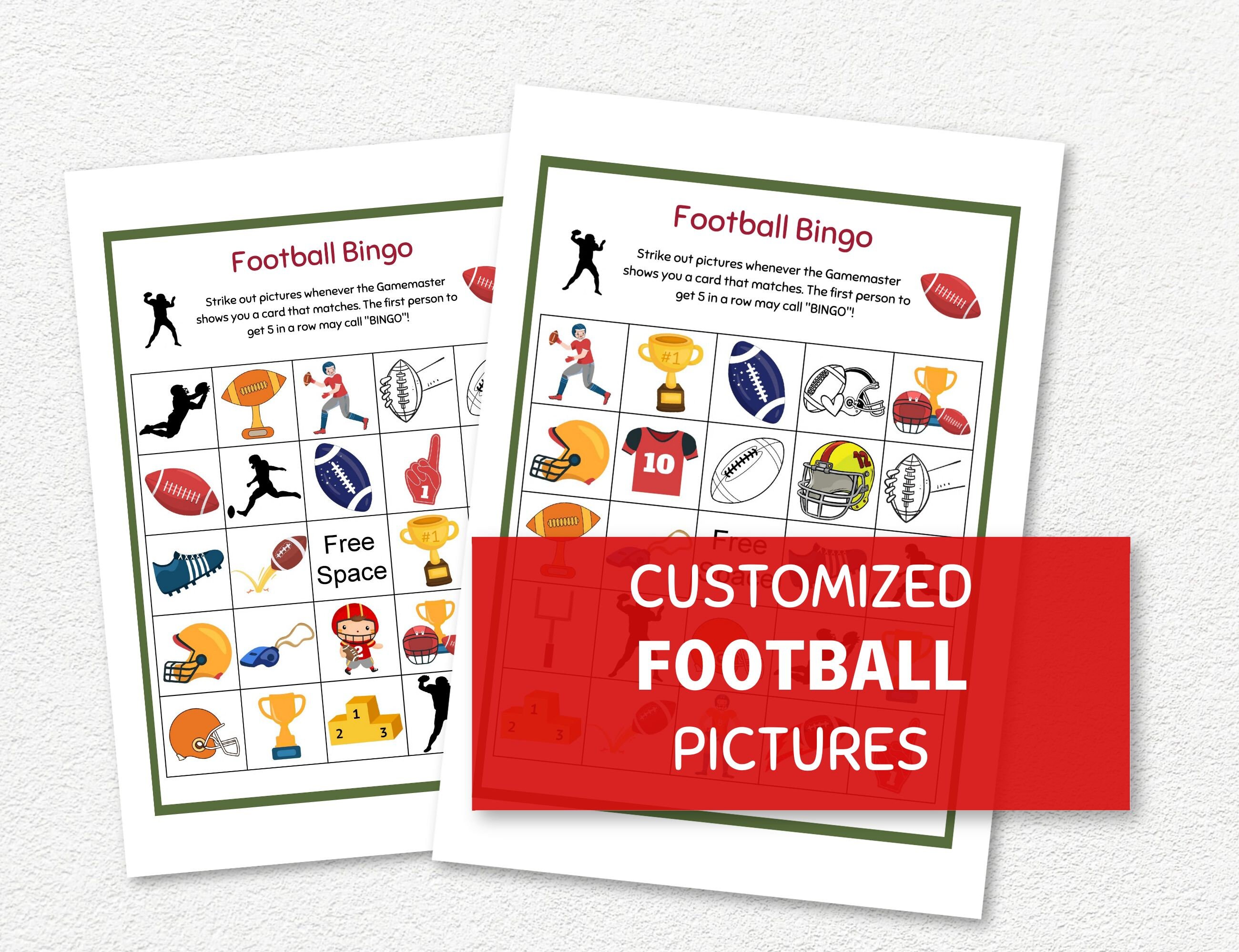 Football Bingo, 100 Bingo Cards Printable, American Football and Sports ...