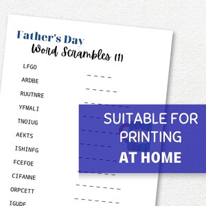 Father’s Day Word Scrambles, 2 Printable Games for Father’s Day Party ...