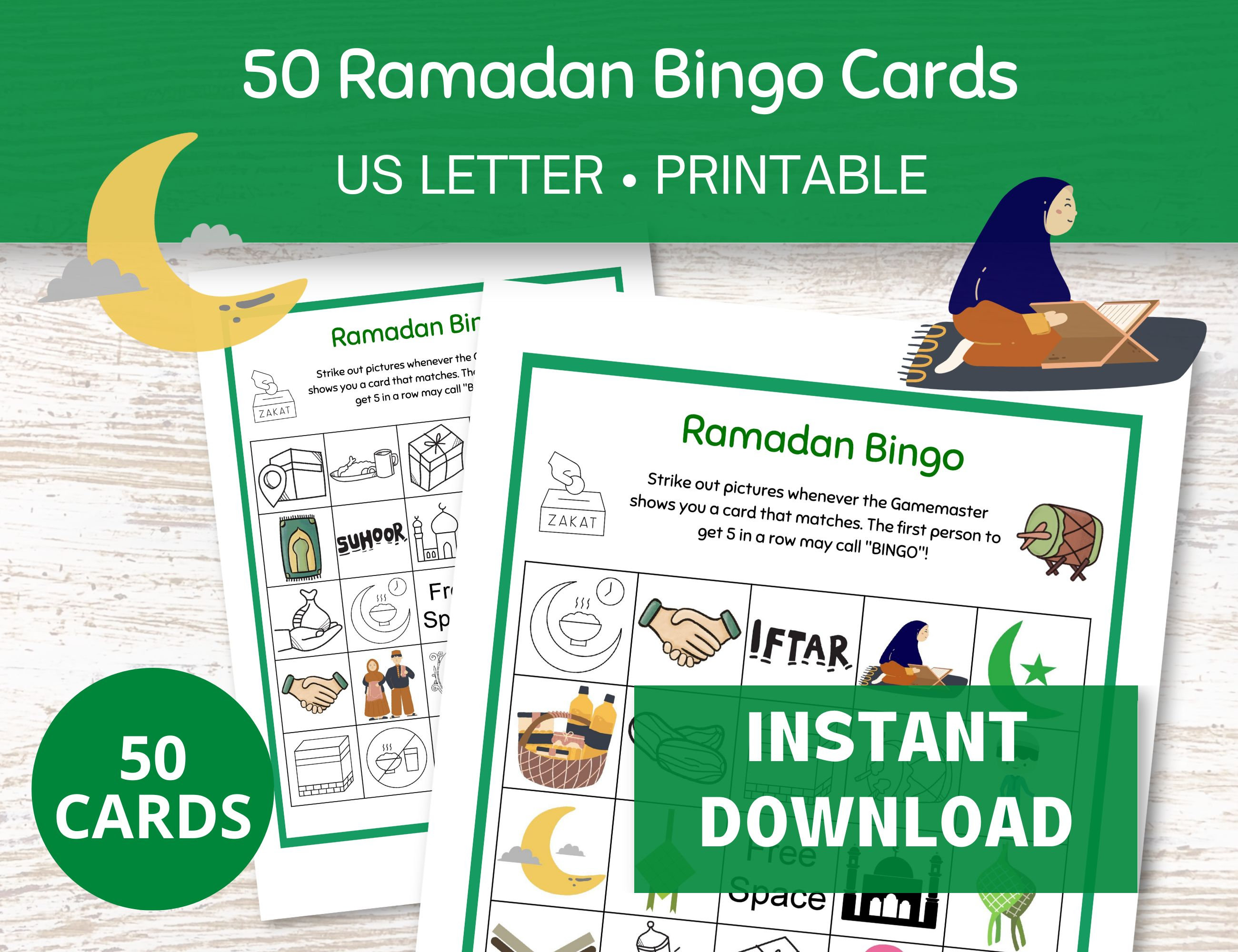 Ramadan Bingo Cards Printable, Holiday Bingo 50 Cards, PDF Bingo Games ...