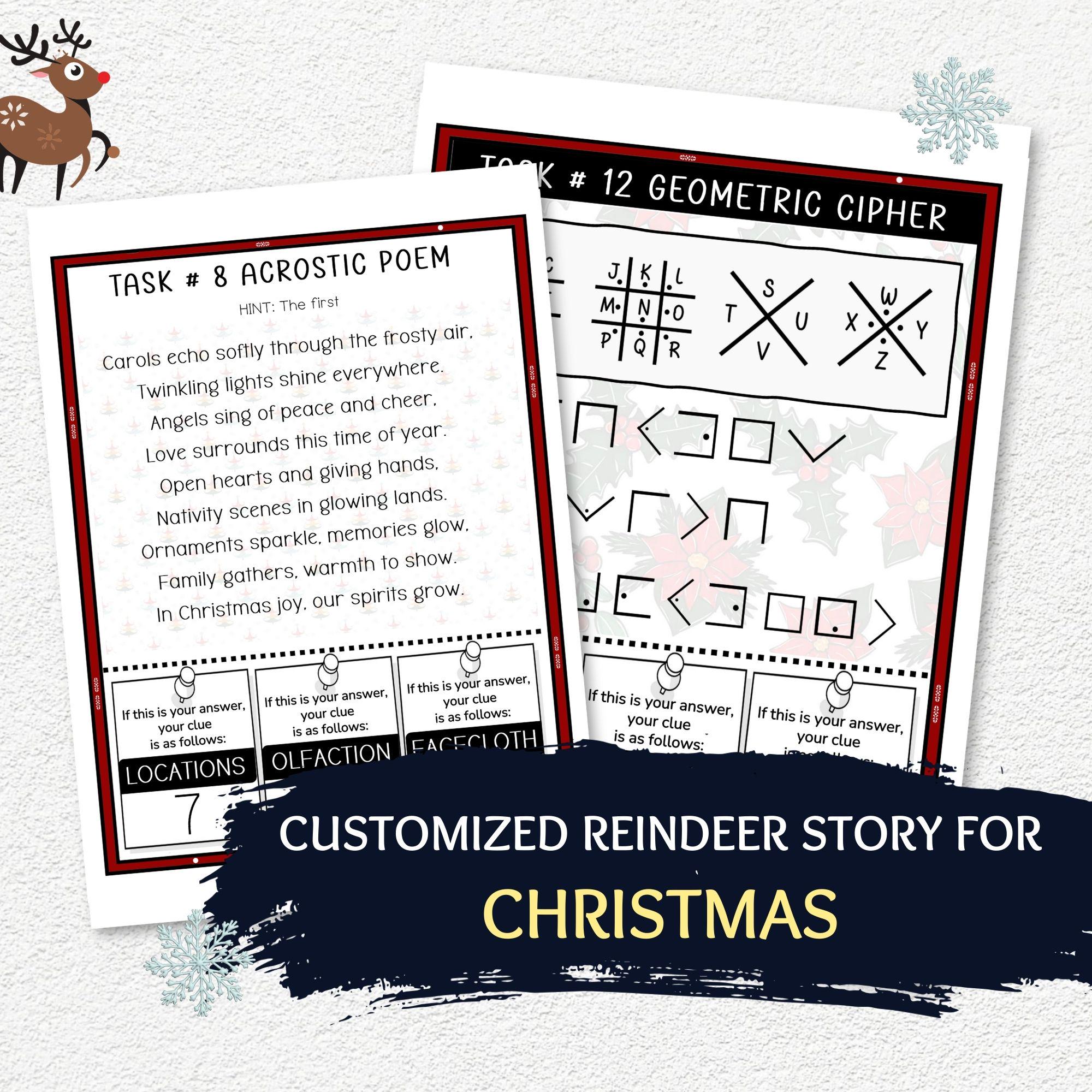 Reindeer Escape Room, 12 Printable PDF Games, Christmas Activities for ...