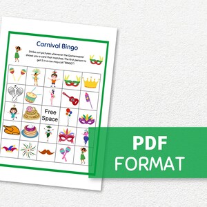 Carnival Bingo, Holiday Bingo 50 Cards, Samba Themed Bingo Games, Bingo ...