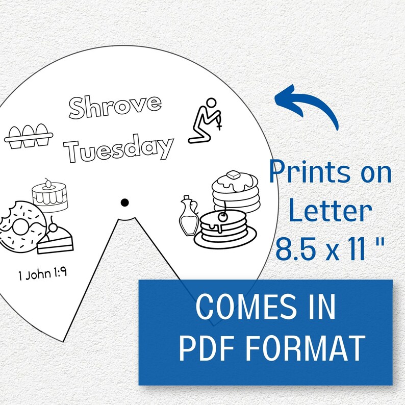 Shrove Tuesday Coloring Wheel, Printable Sunday School Craft, Pancake ...