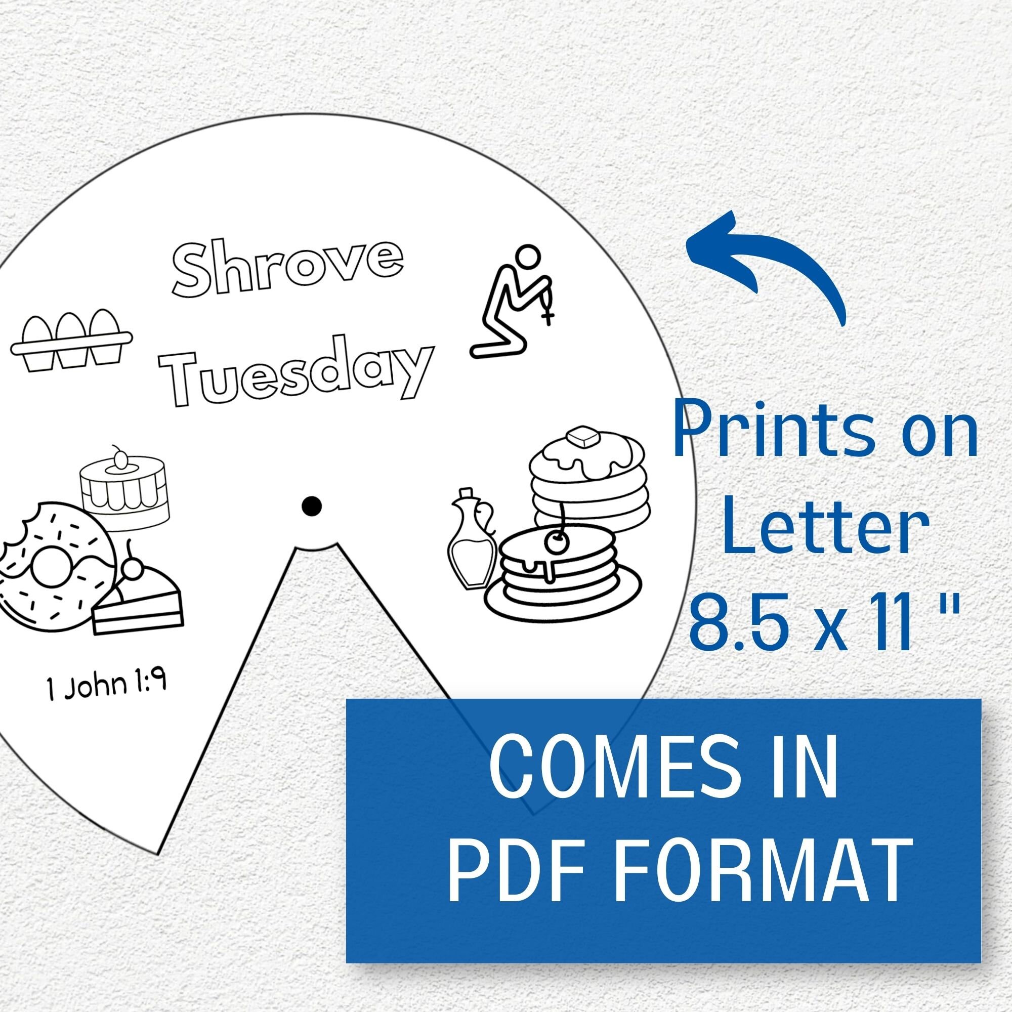 Shrove Tuesday Coloring Wheel, Printable Sunday School Craft, Pancake ...