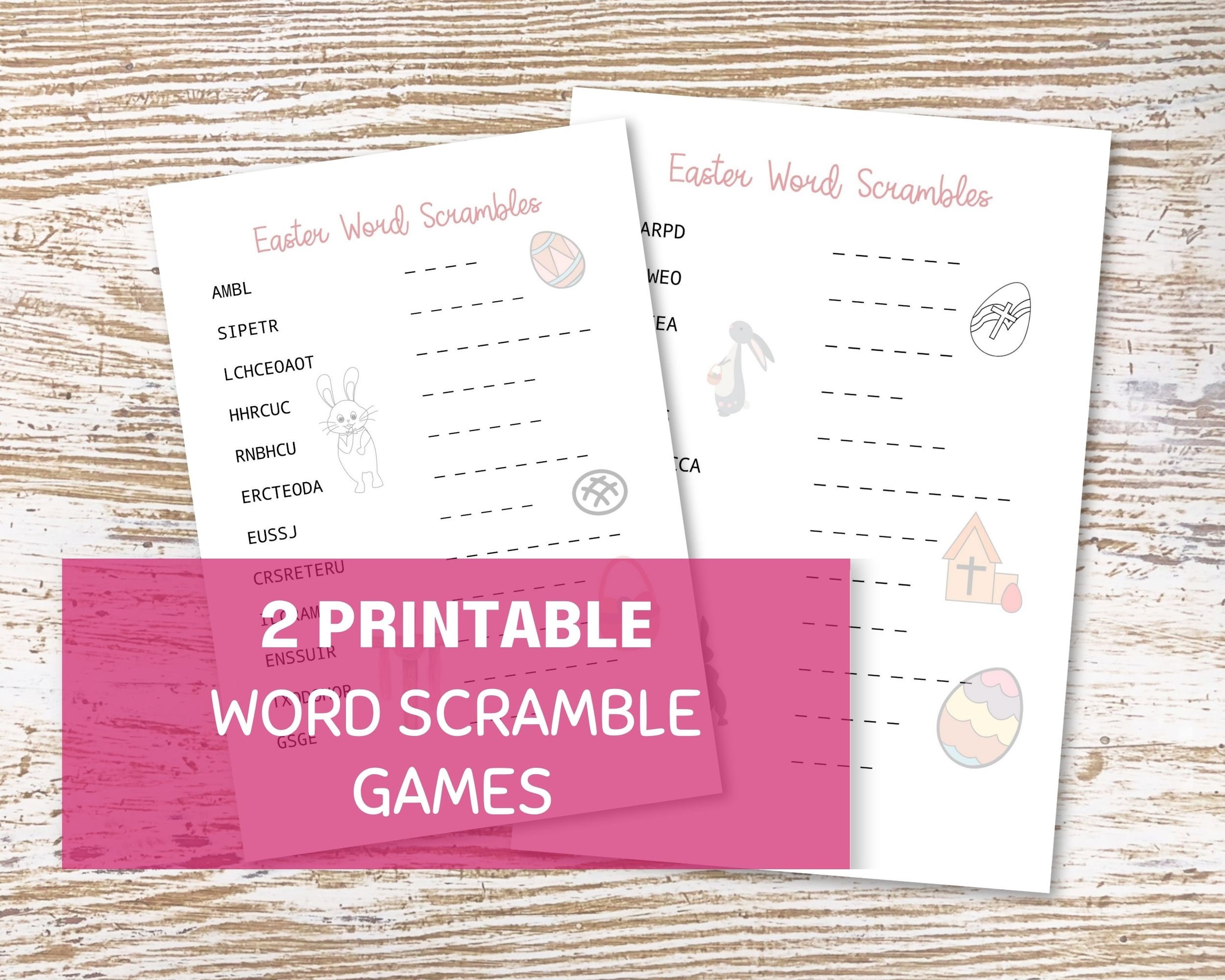 Easter Word Scramble Printable, 2 Easter Game Printables, Word Puzzle ...