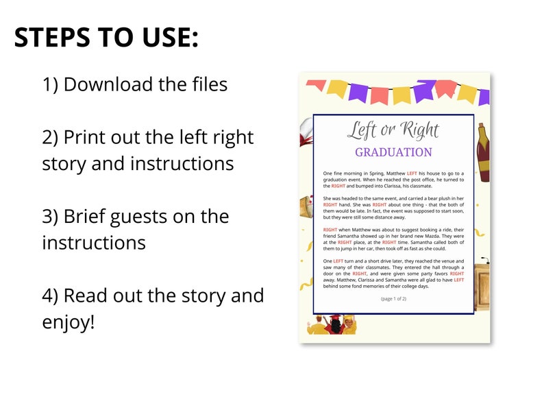 Left Right Game for Graduation Party, Pass the Gift Games for ...