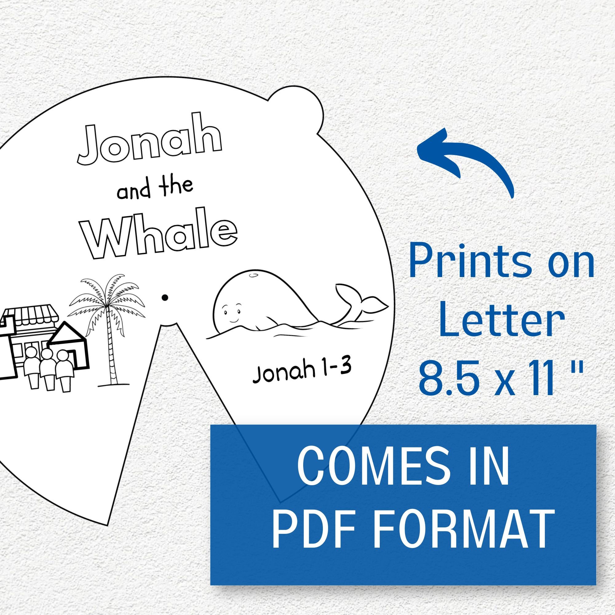 Jonah and the Whale Coloring Wheel, Printable Sunday School Lesson ...