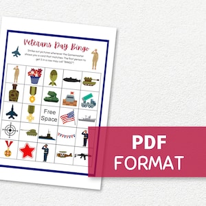 Veterans Day Bingo, 25 Bingo Cards Game, Veterans Day Printable ...