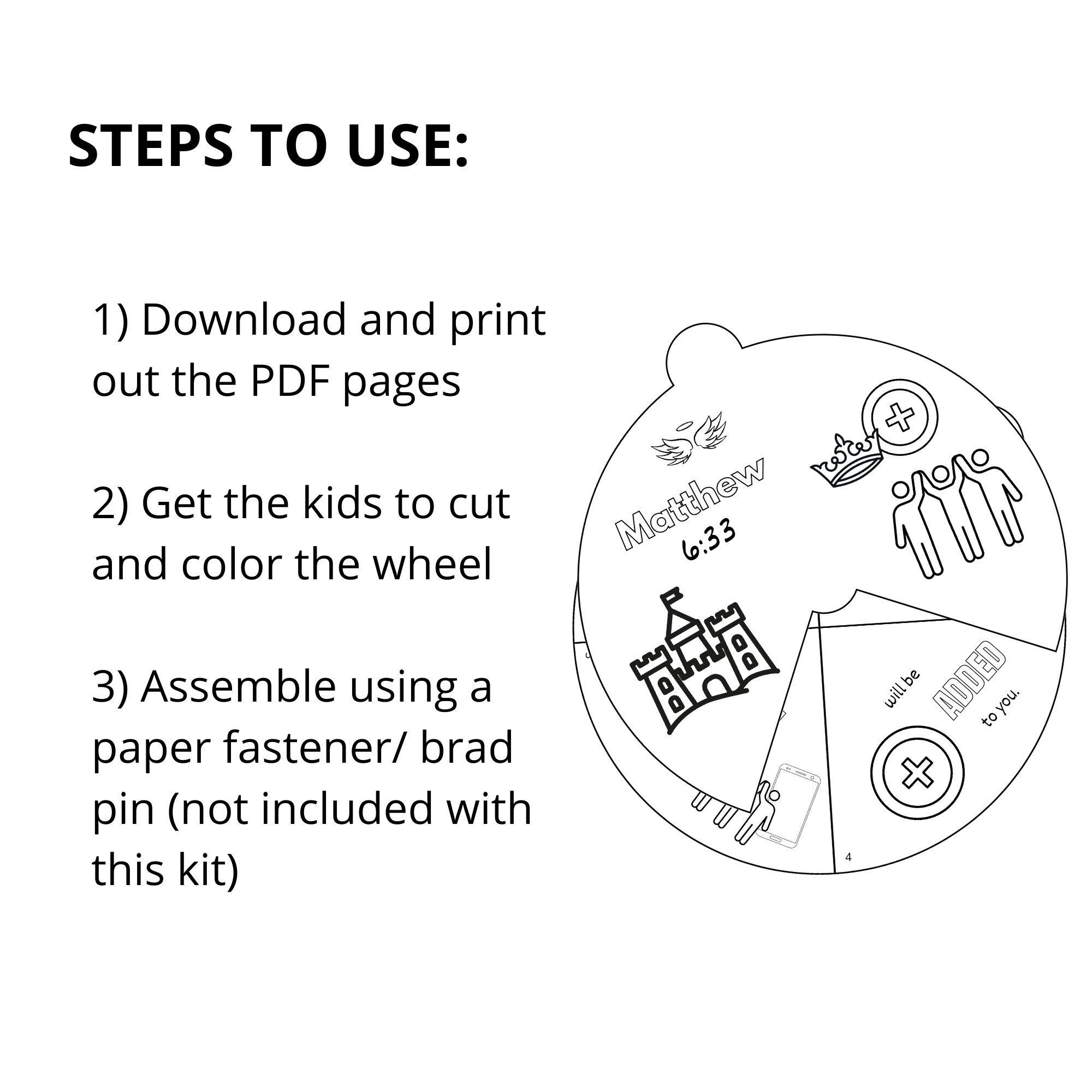 Matthew 6:33 Coloring Wheel, Printable Sunday School Craft, Seek First ...