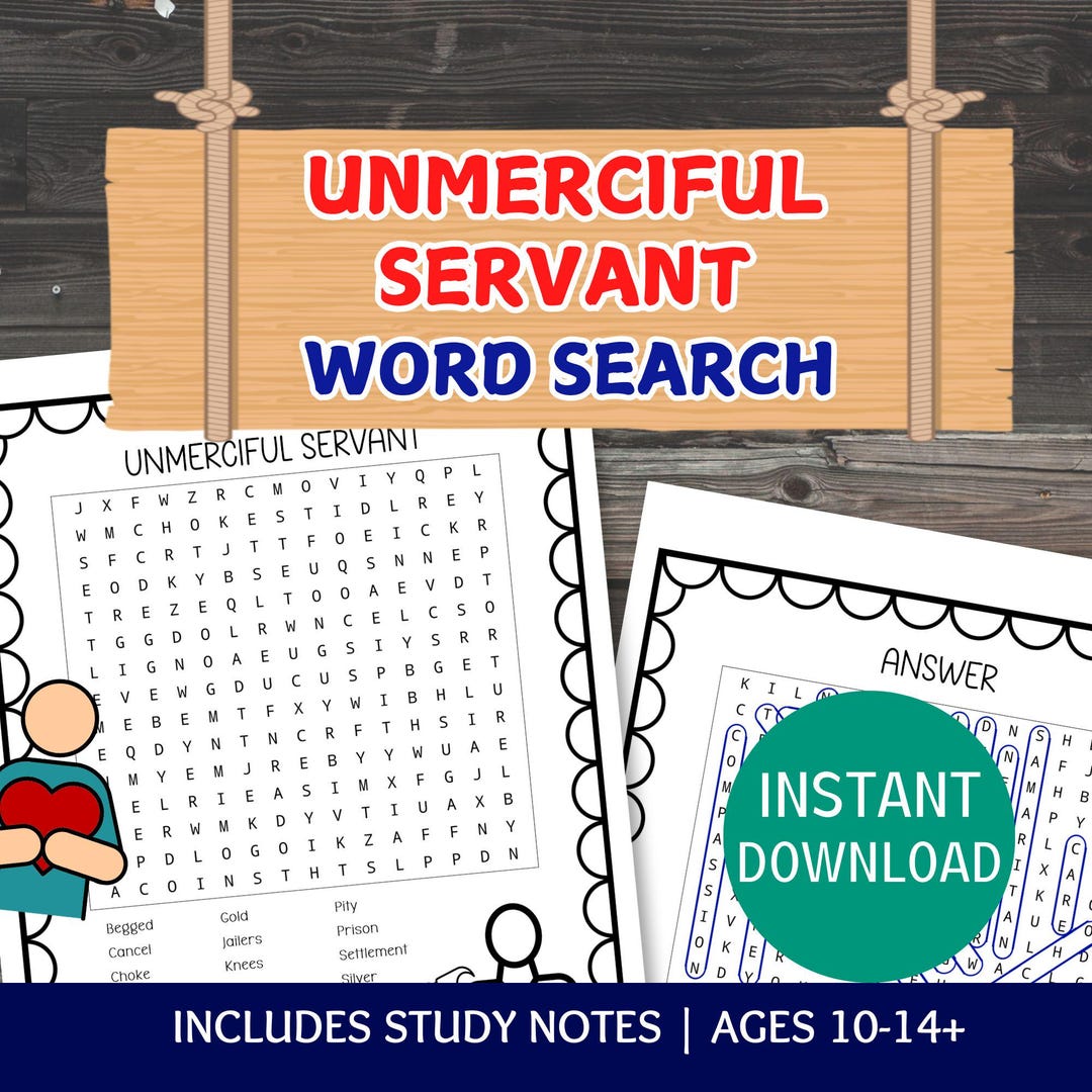 Parable of the Unmerciful Servant Word Search, Sunday School Activities ...
