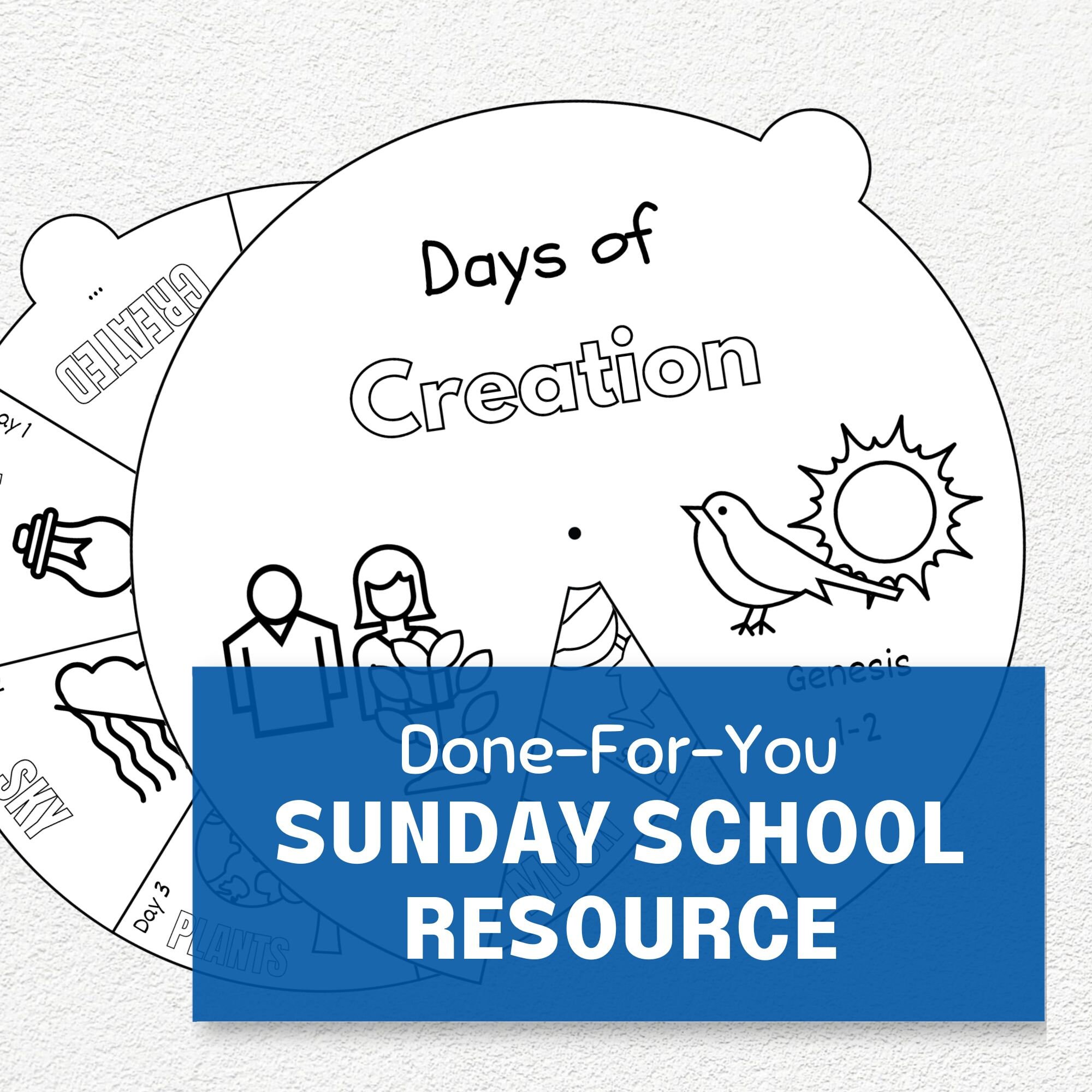 Days of Creation Coloring Wheel, Printable Sunday School Lesson ...