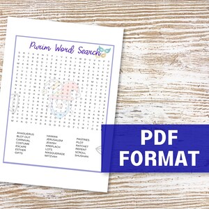 Purim Word Search Printable, Party Games for Family, 2 Printable Word ...