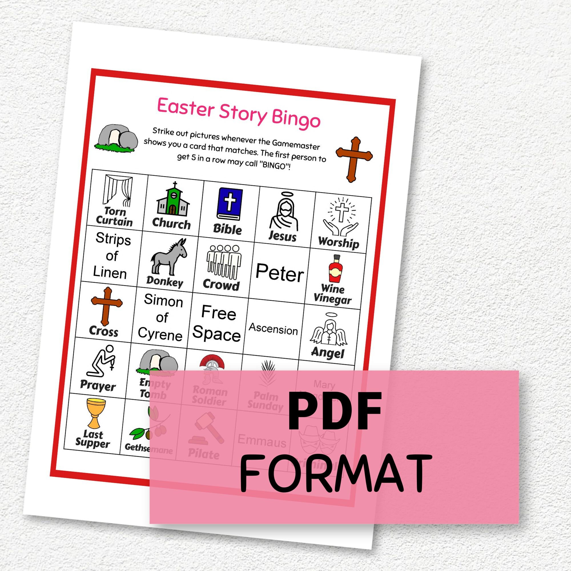 Easter Bingo Religious Game, 50 Printable Bingo Cards, Sunday School ...