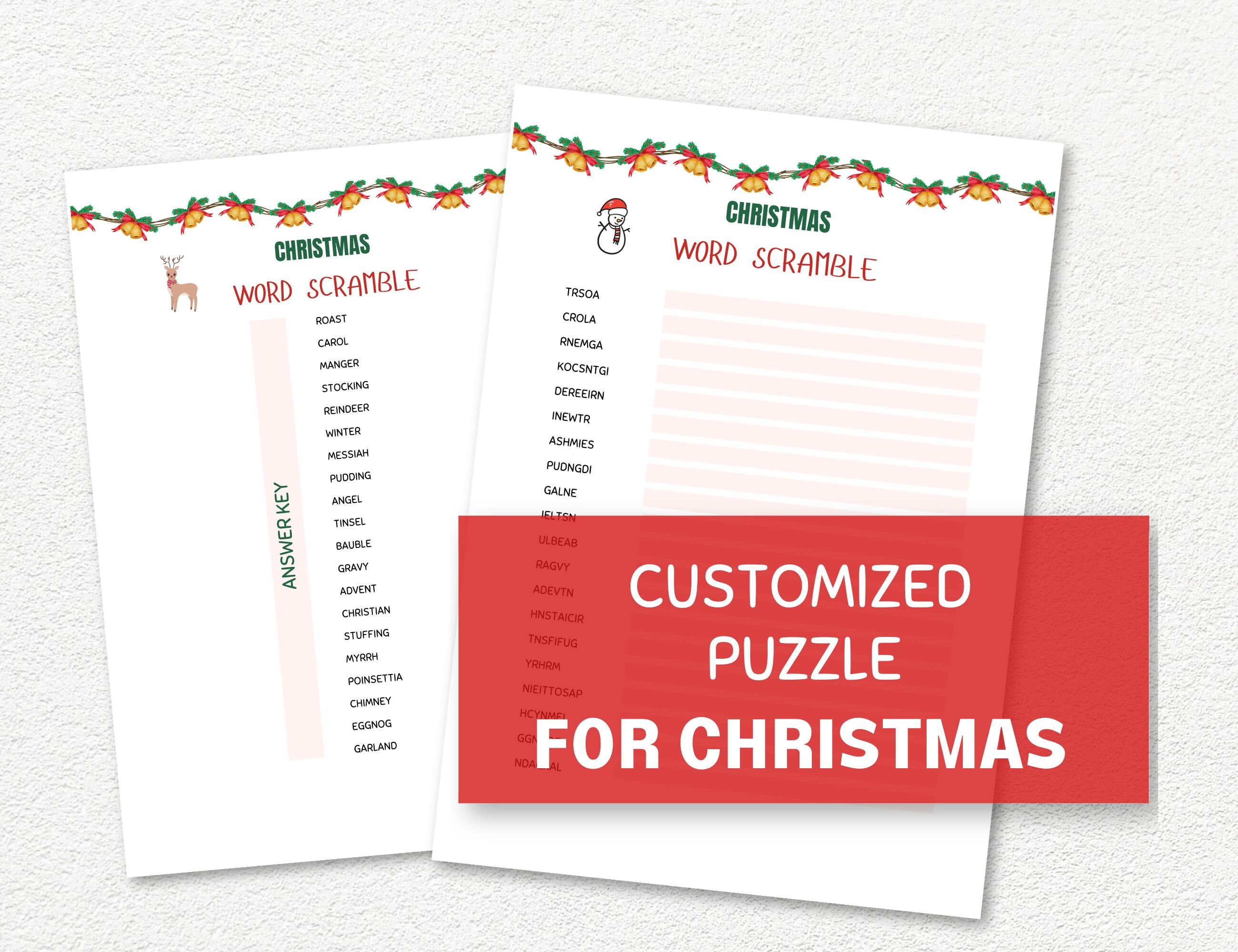 Christmas Word Scramble Printable, Christmas Games for Family, Word ...