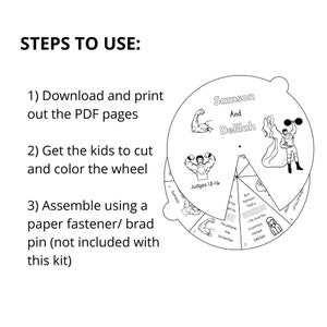 Samson and Delilah Coloring Wheel, Printable Sunday School Lesson, Kids ...