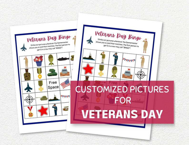 Veterans Day Bingo, 25 Bingo Cards Game, Veterans Day Printable ...