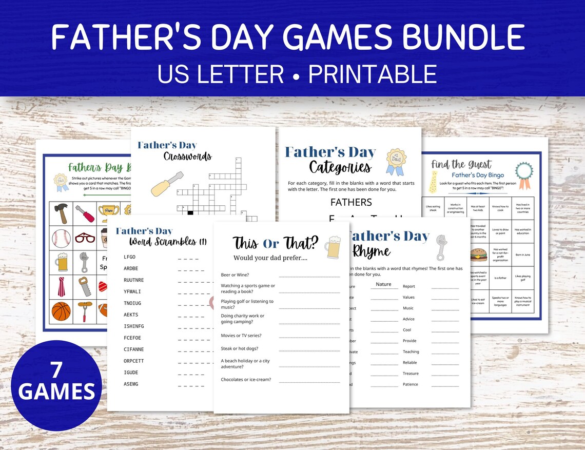 Father’s Day Game Bundle, 7 Printable Games for Father’s Day, Find the ...