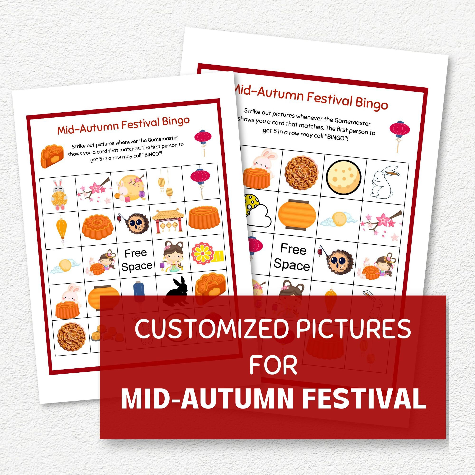 Mid-autumn Festival Bingo Cards Printable, 50 Holiday Bingo Cards PDF ...
