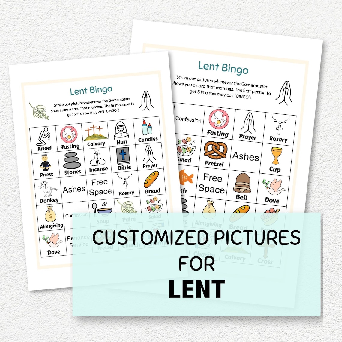 Lent Bingo Game Printable, 50 Printable Bingo Cards PDF, Lent ...
