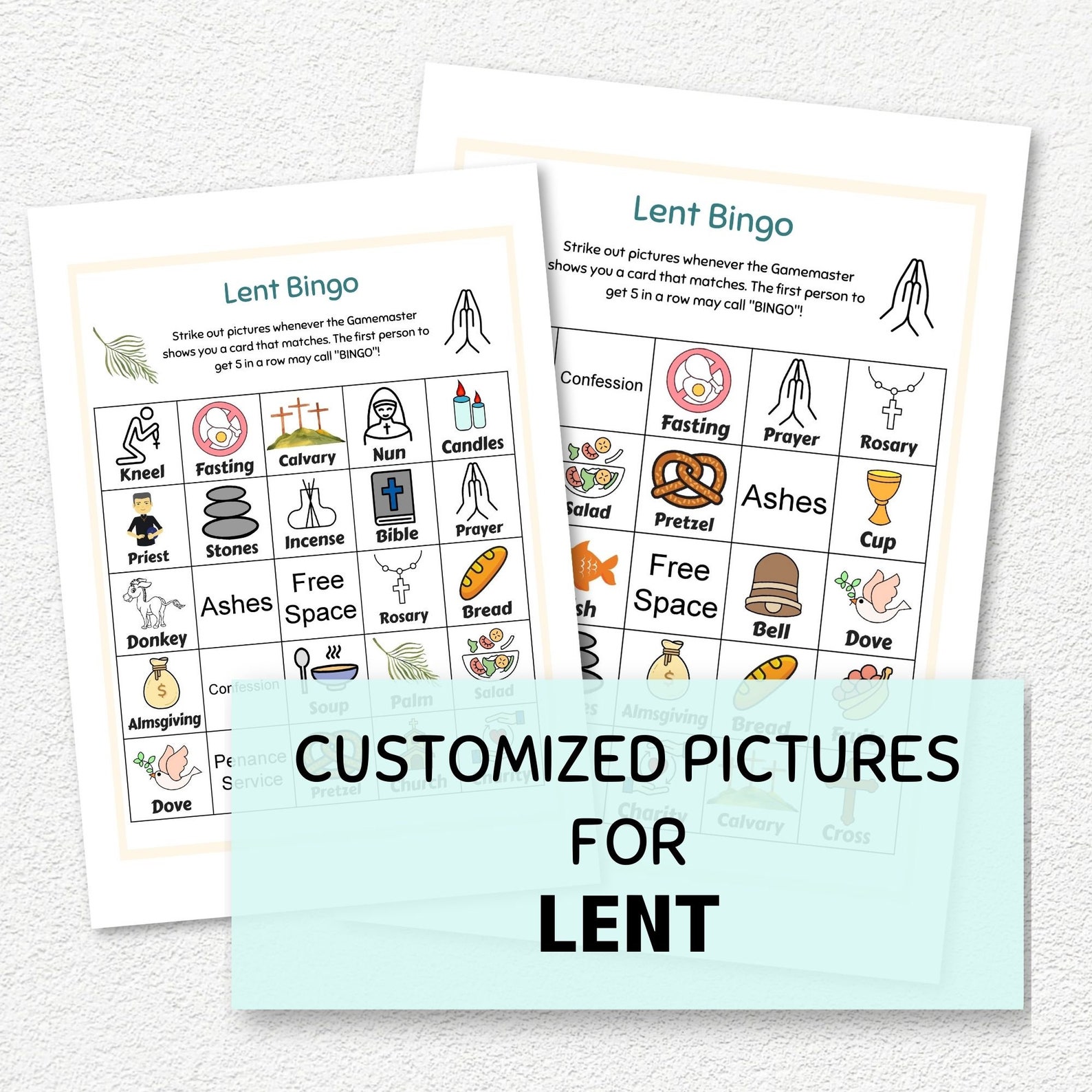 Lent Bingo Game Printable, 50 Printable Bingo Cards PDF, Lent ...