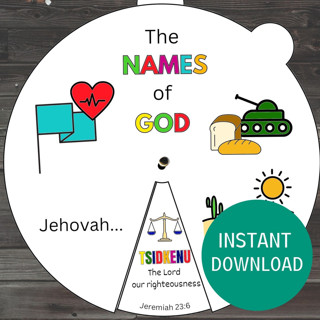 Names of God Coloring Wheel, Sunday School Craft Printable, Kids Bible ...
