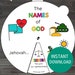 Names of God Coloring Wheel, Sunday School Craft Printable, Kids Bible ...