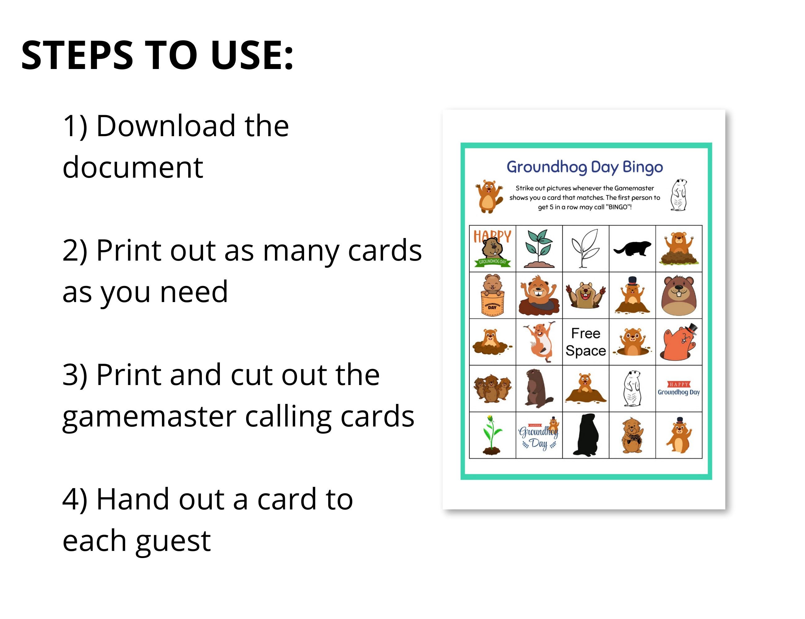 Groundhog Day Bingo, 50 Bingo Cards Printable, Groundhog Day Games - Etsy