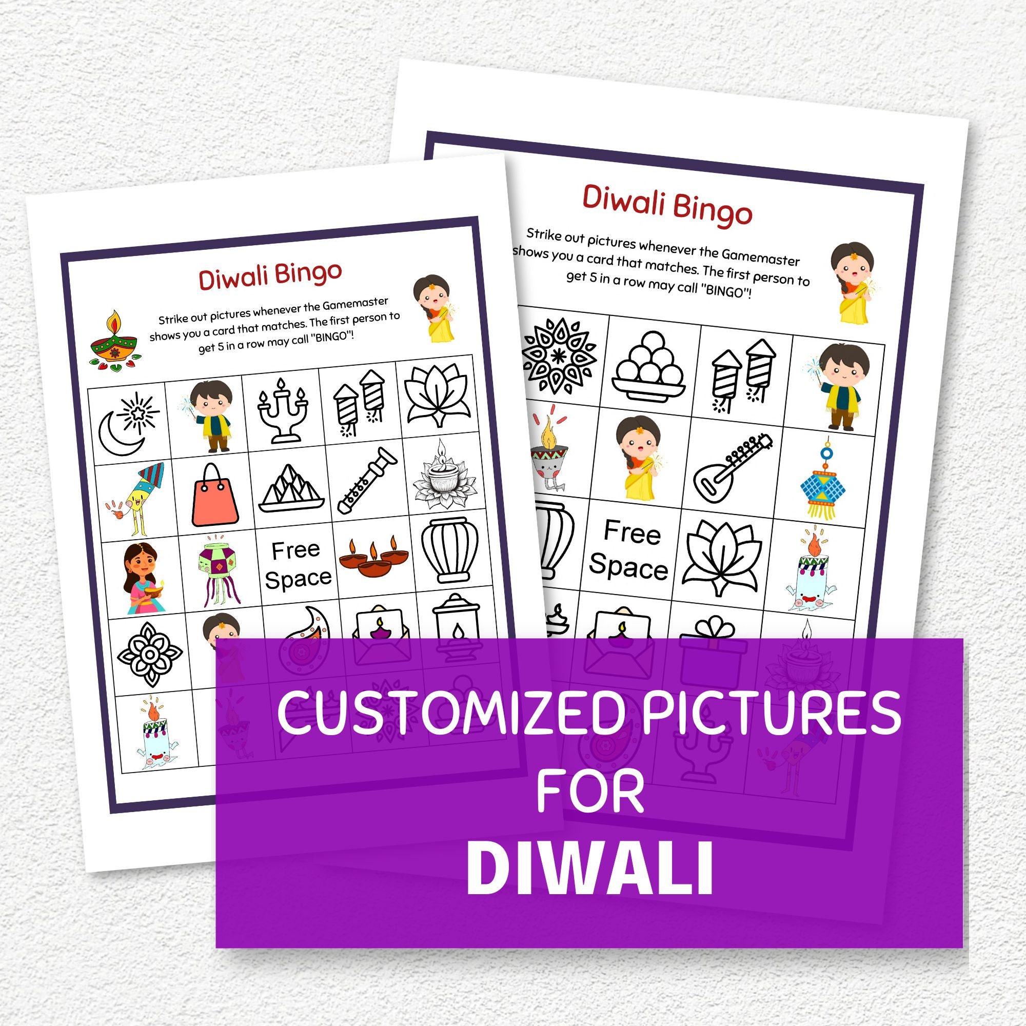 Diwali Bingo Game Printable, 50 Holiday Bingo Cards PDF, Diwali Kids ...