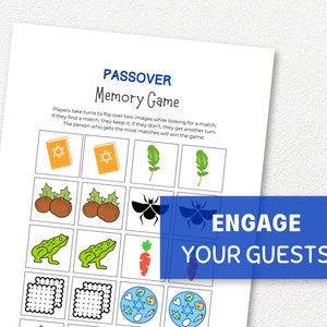 Passover Memory Game Printable, Memory Matching Game, Passover Party ...