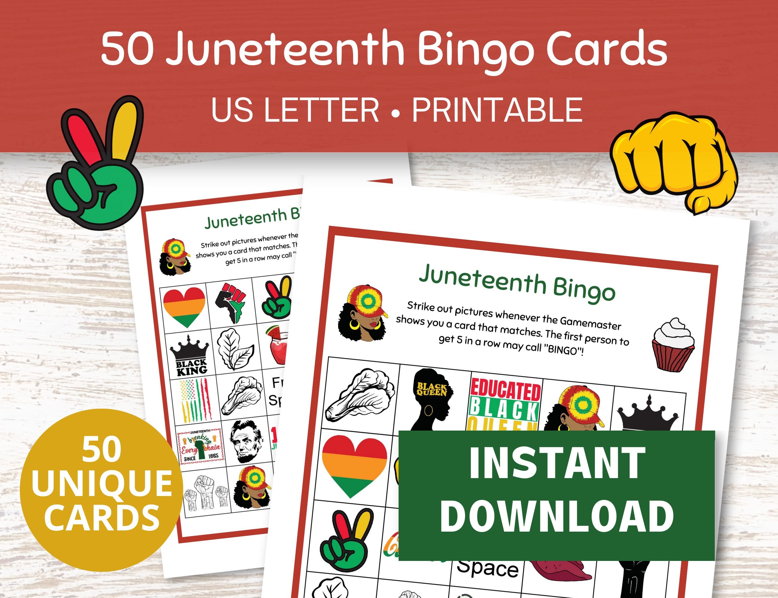 Juneteenth Bingo Printable, 50 Juneteenth Bingo Cards PDF, African ...