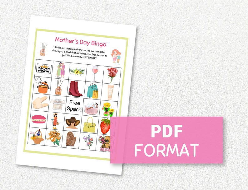 Mothers Day Bingo 100 Bingo Cards Family Game Night - Etsy
