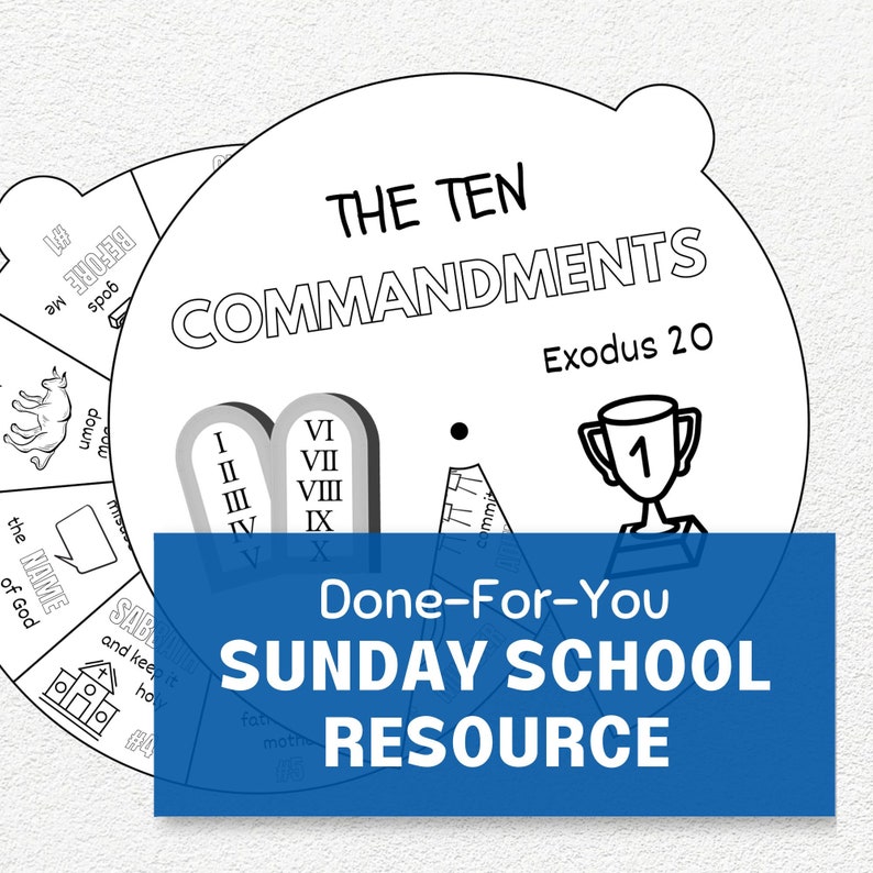 Ten Commandments Coloring Wheel, Printable Sunday School Lesson, Bible ...