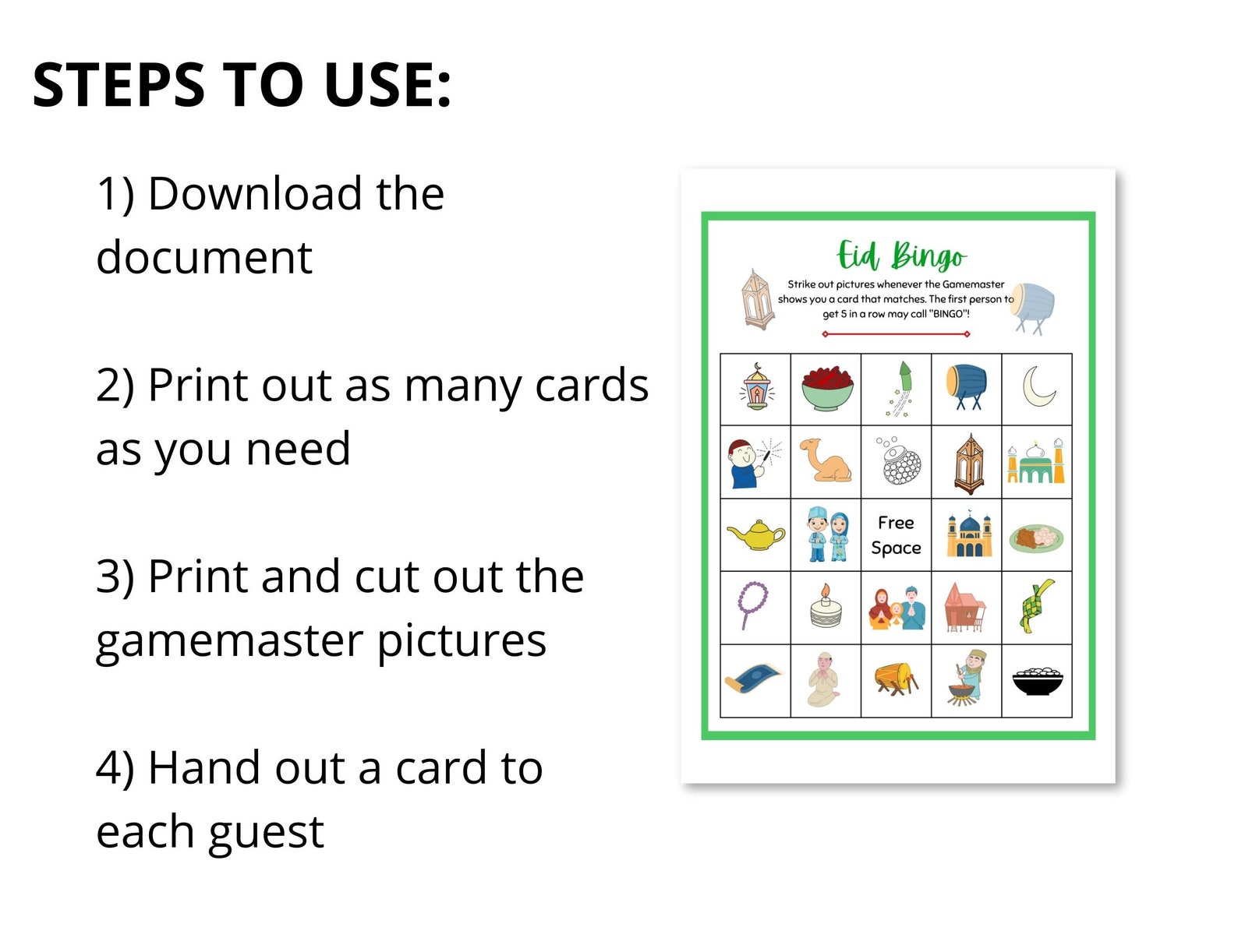 Eid Games Bingo Cards, 25 Printable Eid Al Fitr Bingo Cards, Ramadan ...