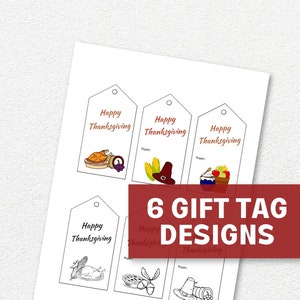 Thanksgiving Gift Tags Printable, 6 Fall Gift Tags, Thanksgiving Tag ...