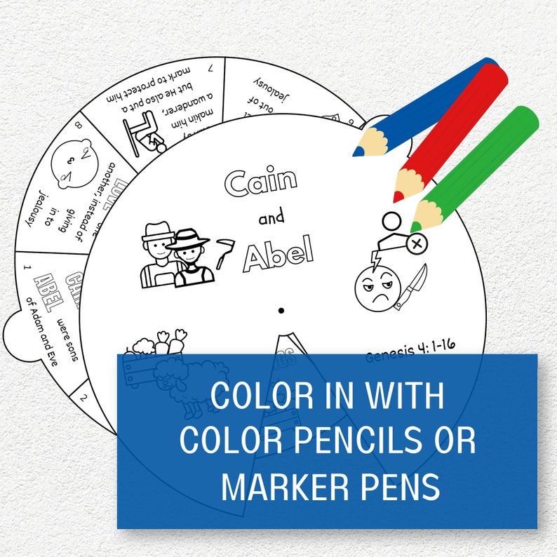 Cain and Abel Coloring Wheel, Printable Sunday School Lesson, Bible ...