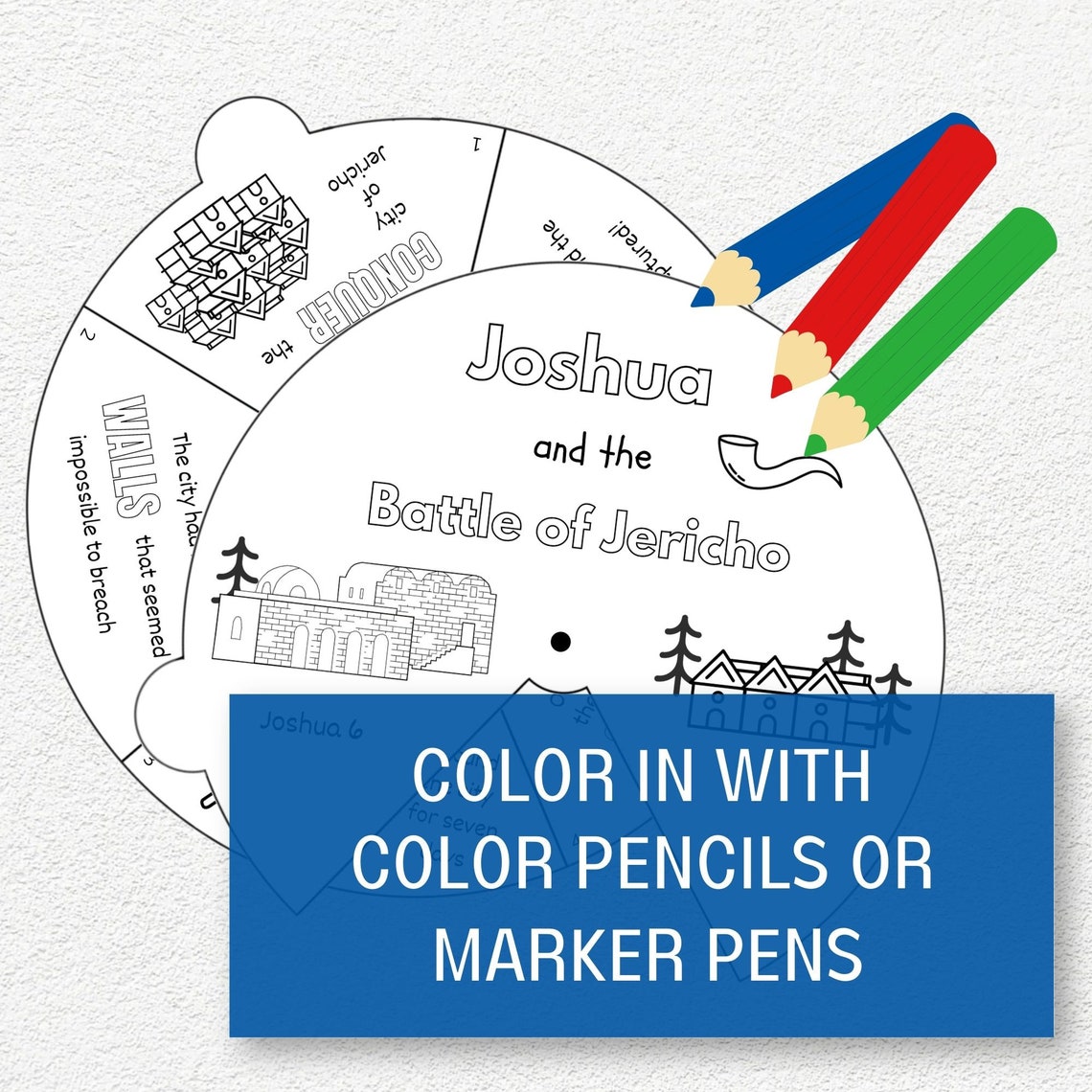 Joshua and the Battle of Jericho Coloring Wheel, Printable Sunday ...