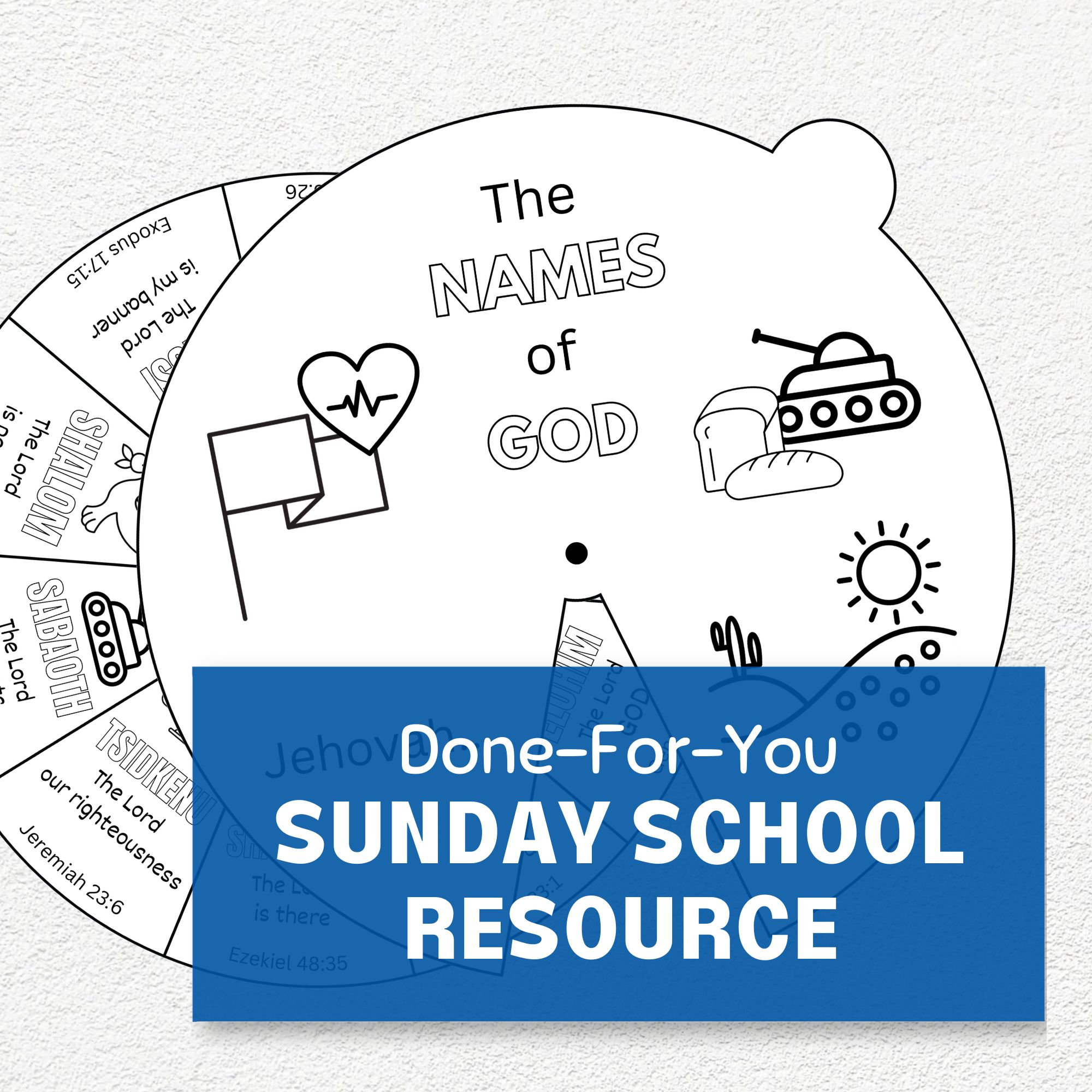 Names of God Coloring Wheel, Sunday School Craft Printable, Kids Bible ...