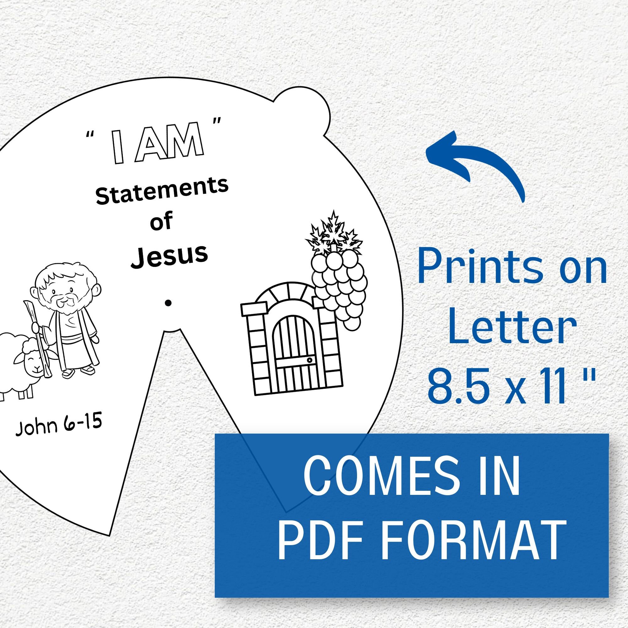 I Am Statements of Jesus Coloring Wheel, Printable Sunday School Lesson ...