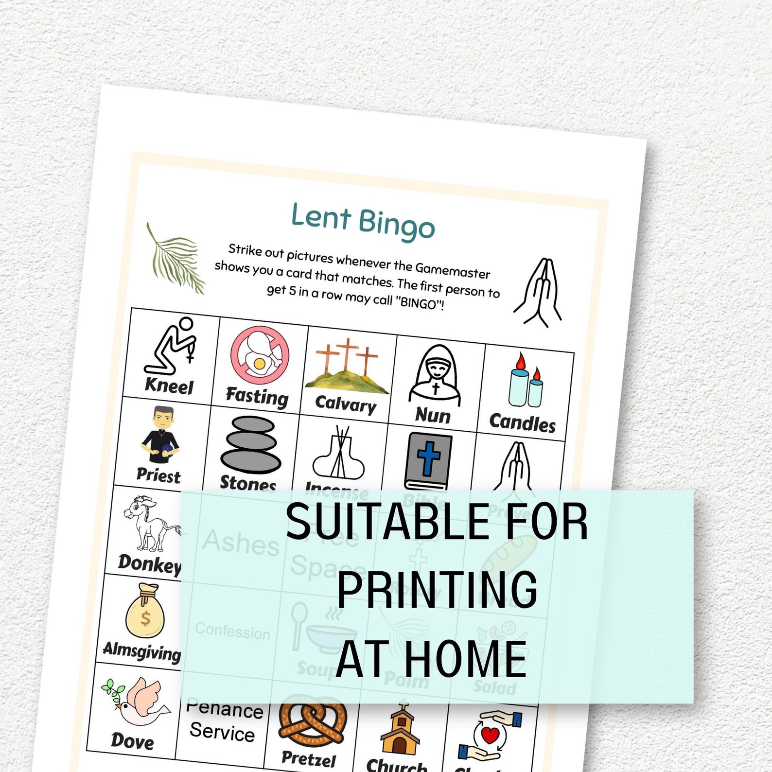 Lent Bingo Game Printable, 50 Printable Bingo Cards PDF, Lent ...