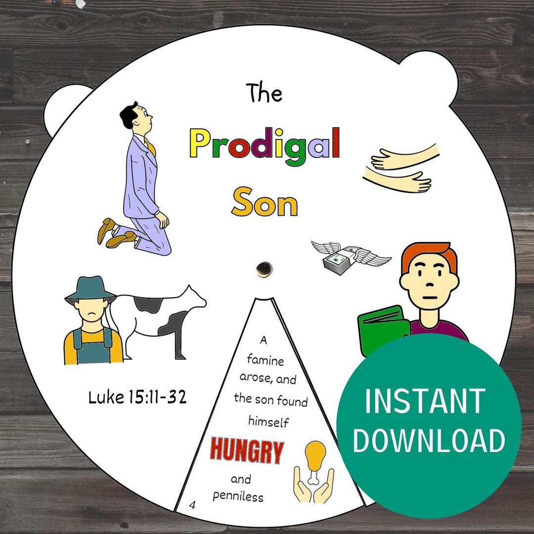 The Prodigal Son Coloring Wheel, Printable Sunday School Lesson, Church ...