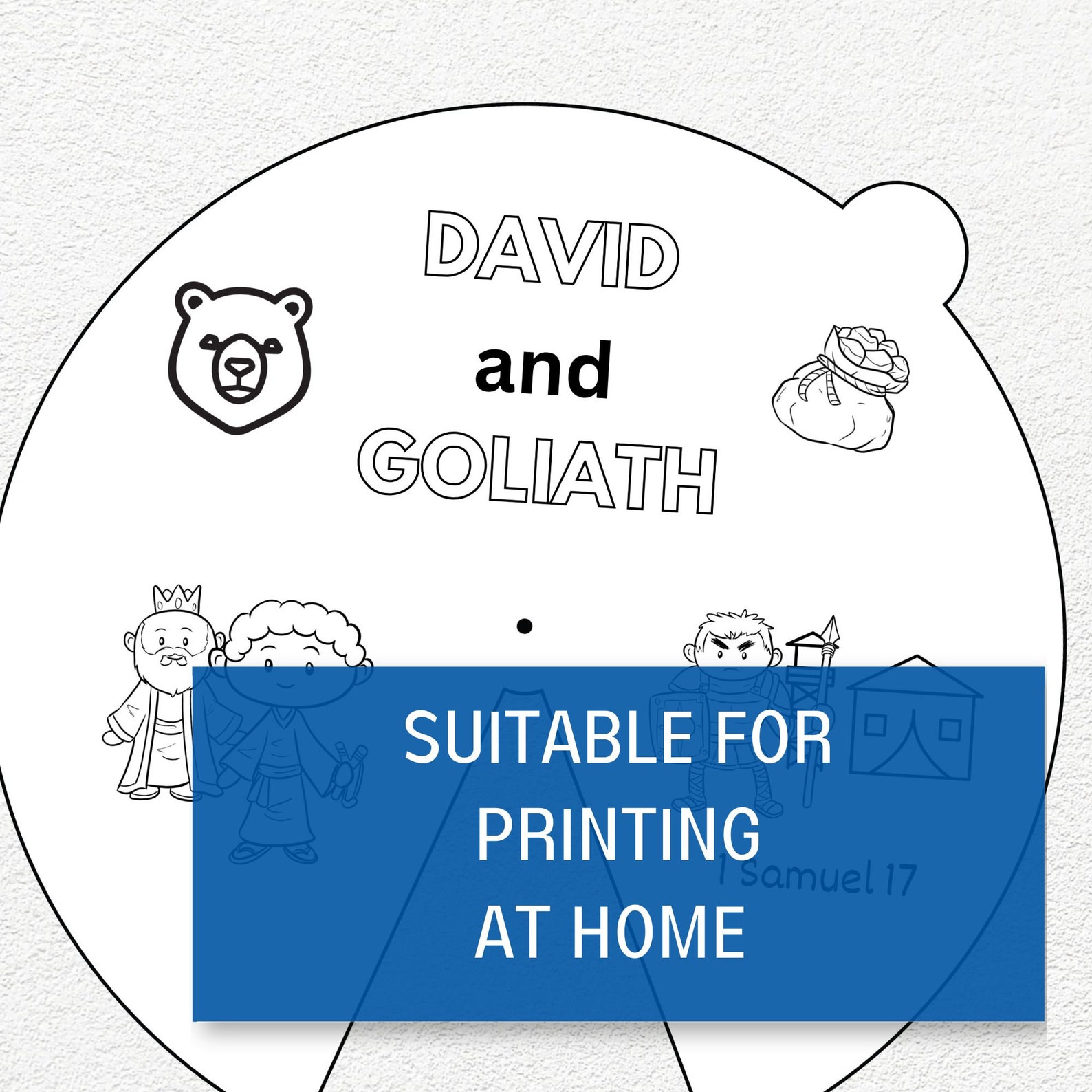 David and Goliath Coloring Wheel, Printable Sunday School Craft, Kids ...