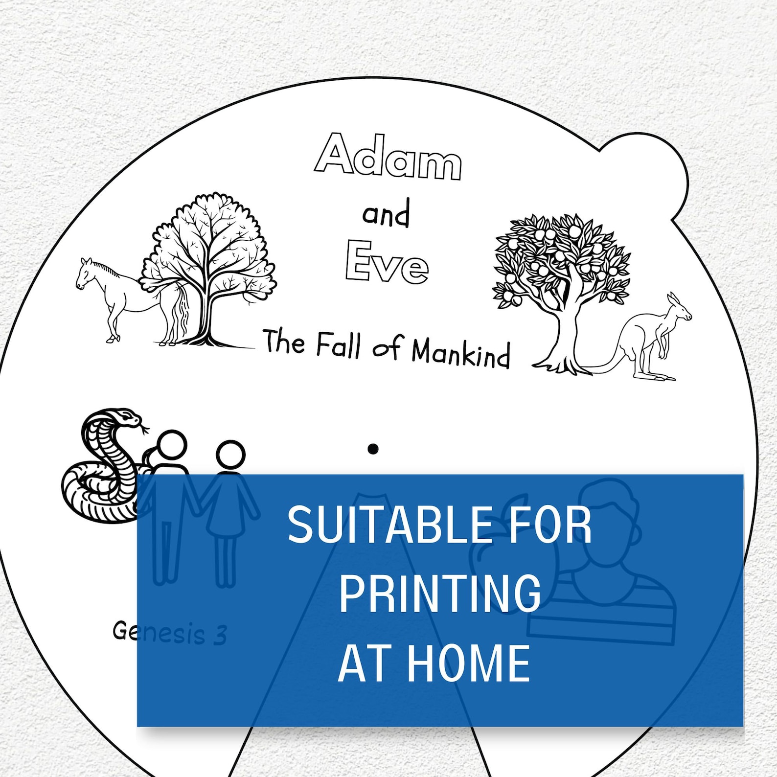 Adam and Eve Coloring Wheel, Printable Sunday School Lesson, Adam and ...