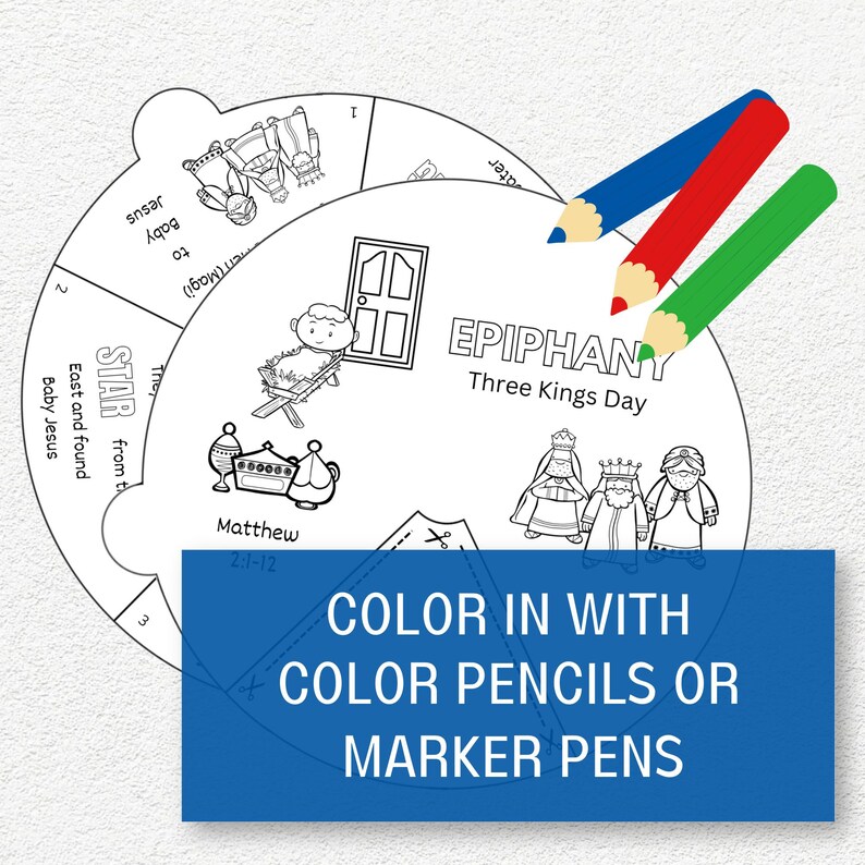 Epiphany Coloring Wheel, Three Kings Day Printable Craft, Kids Sunday ...